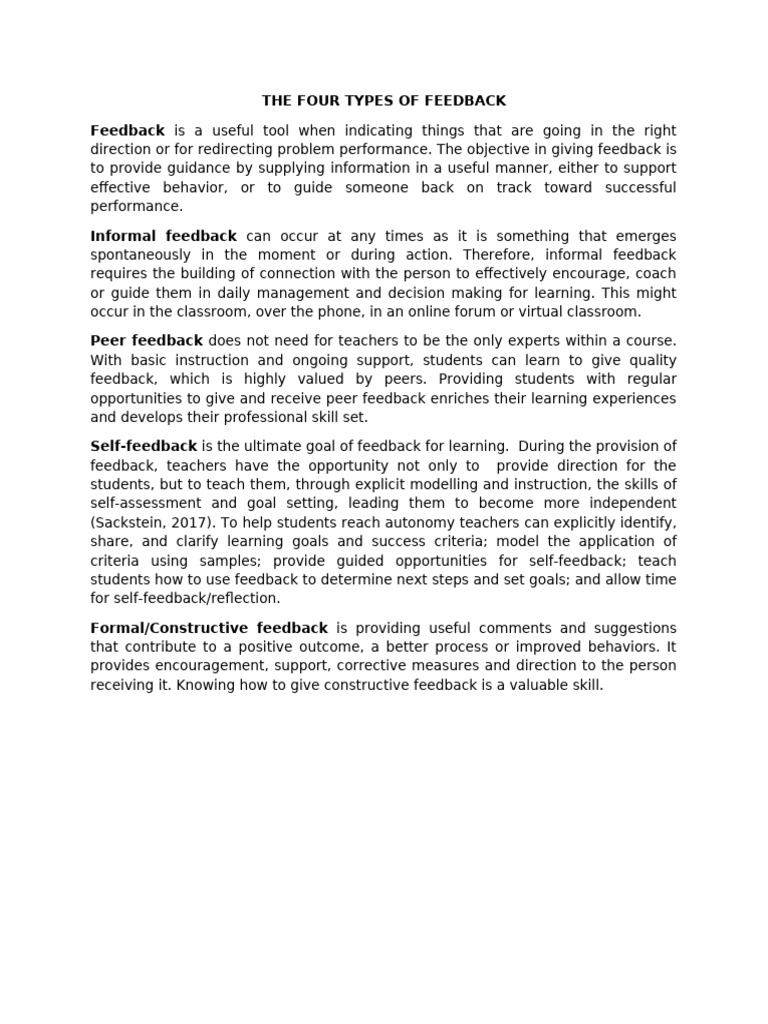 The Four Types of Feedback1 | PDF