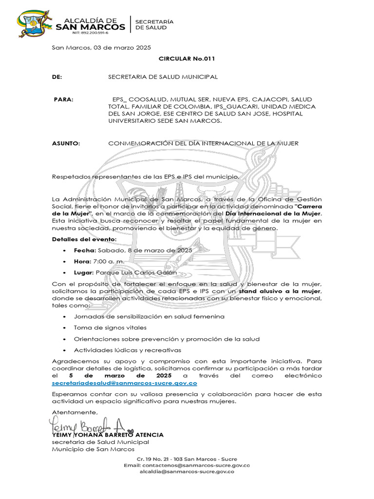 Circular Dia de La Mujer 2025-1 | PDF
