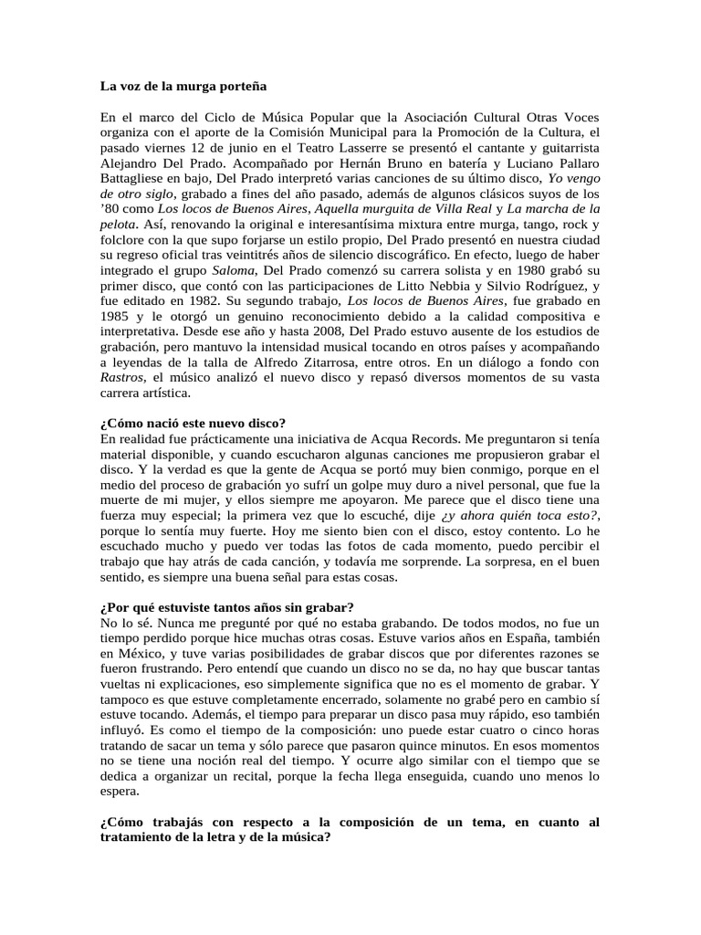 Alejandro Del Prado | PDF | Musicología