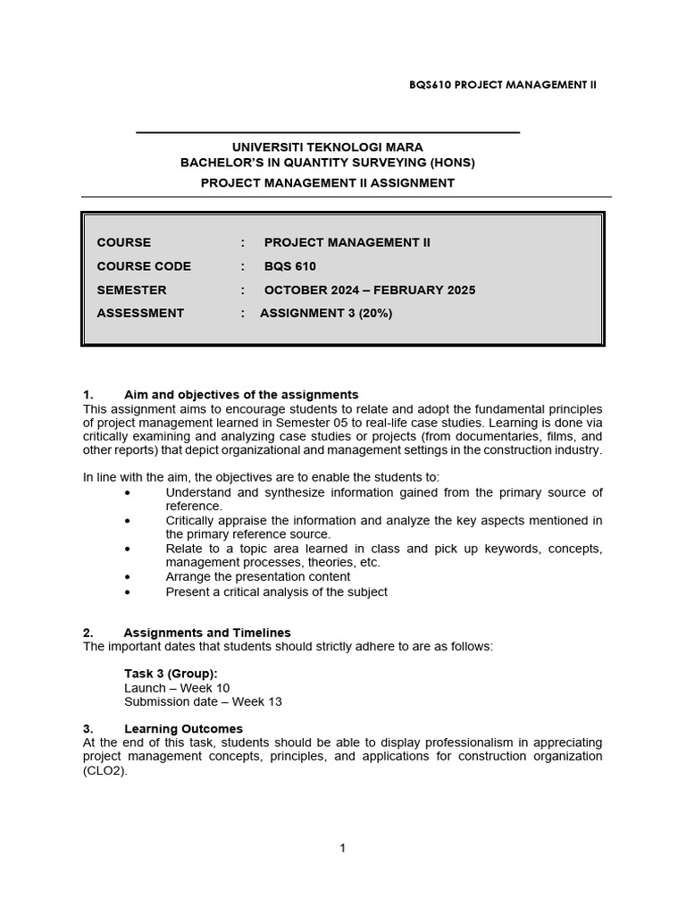 BQS 610 - Assignment 3 - Group - Oct 2024 - Feb 2025 | PDF | Project ...