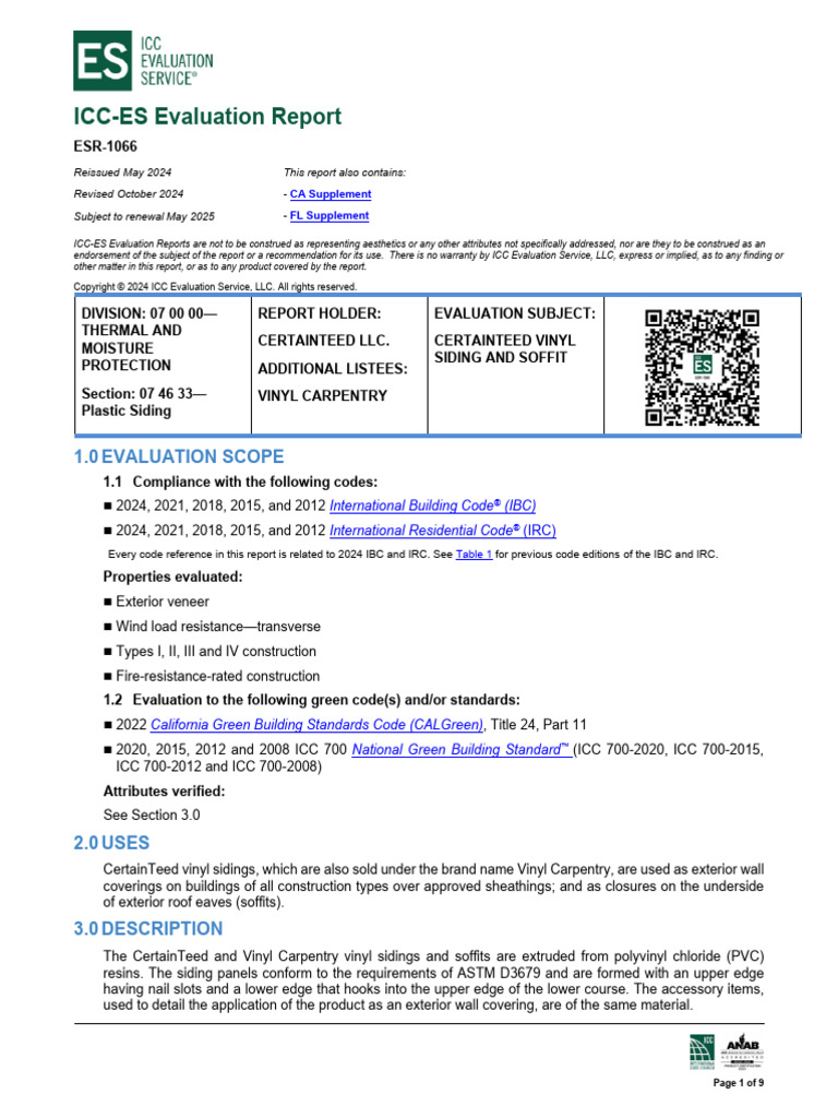 Esr 1066 05 24 V2 | PDF | Drywall | Wall