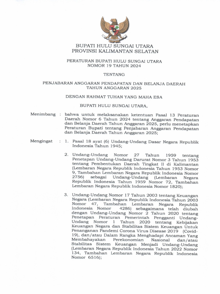 8.informasi Peraturan Kepala Daerah Tentang Penjabaran APBD Perbup Nomor 19 Tahun 2024 Tentang ...