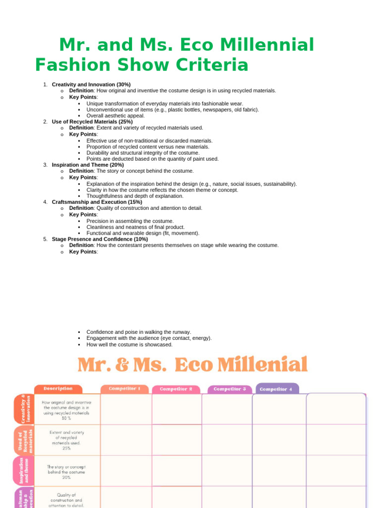Criteria For Eco Millennial 2024 | PDF