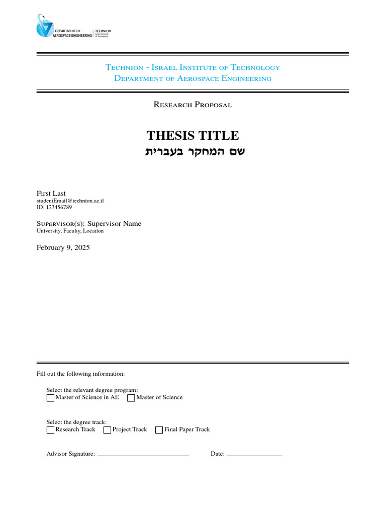 Technion Aerospace Engineering Research Proposal | PDF | Thesis | Science