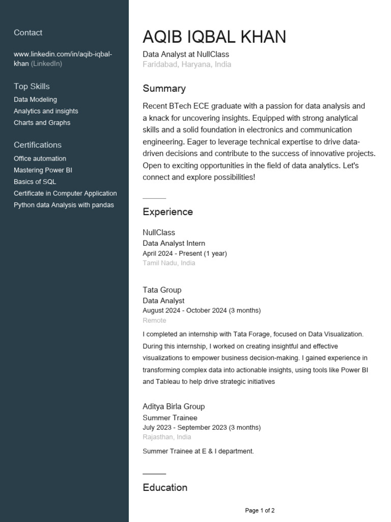 Profile | PDF | Data Analysis | Business