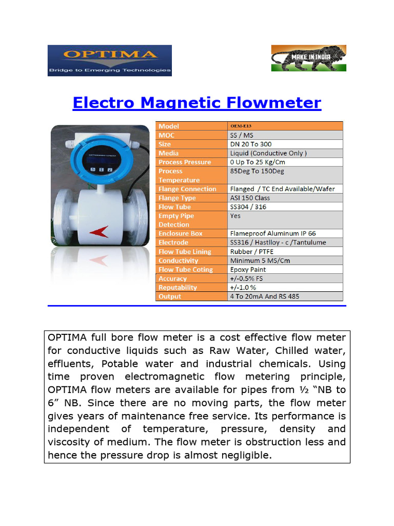 Cost-Effective Electro Magnetic Flowmeter | PDF | Flow Measurement | Water
