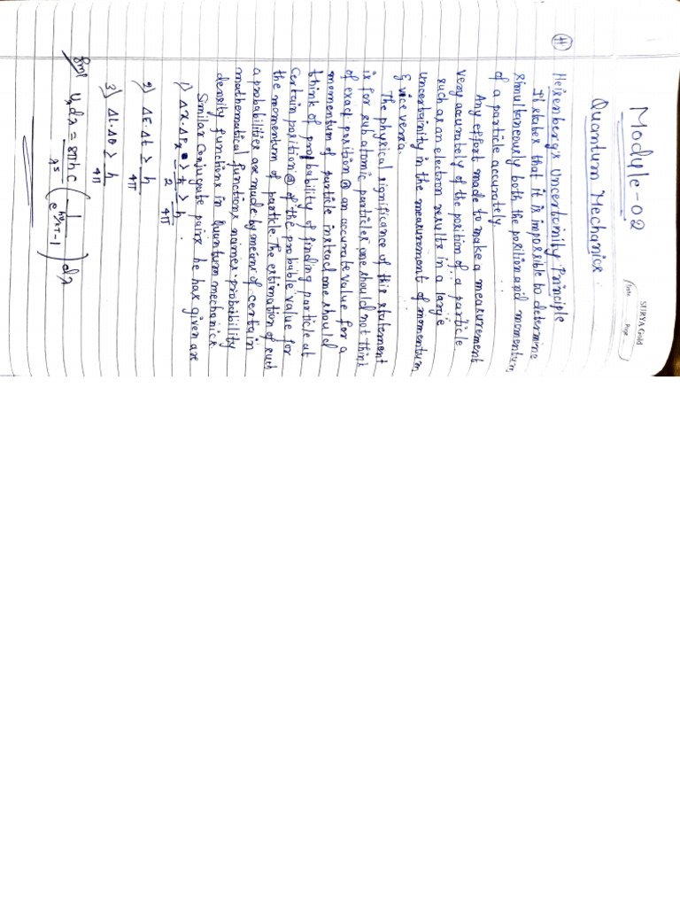Module-2 Physics Quantum Mechanics | PDF | Physics | Applied And ...