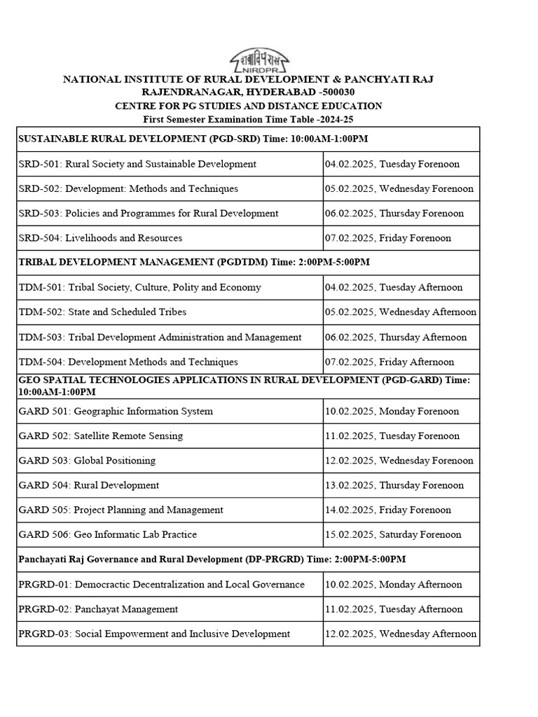 First semester time table (1) | PDF
