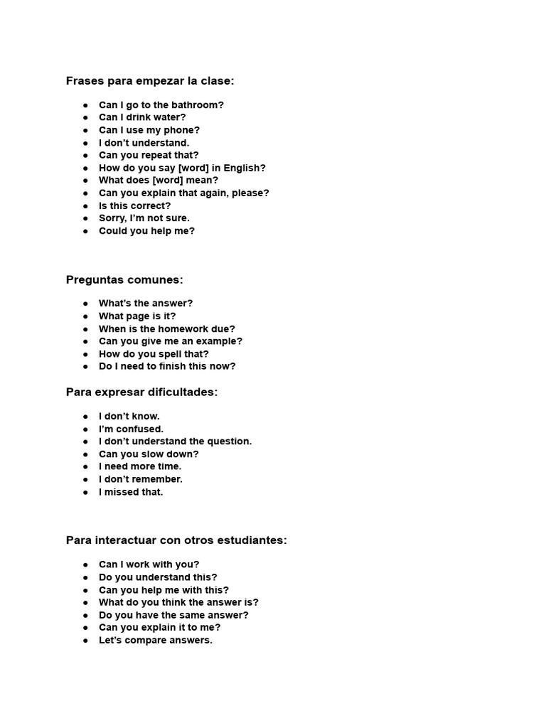 Frases para empezar la clase_ | PDF