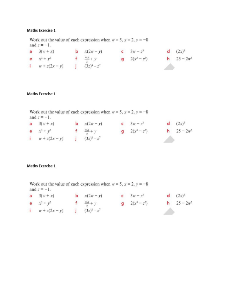 Maths Exercise 1 | PDF
