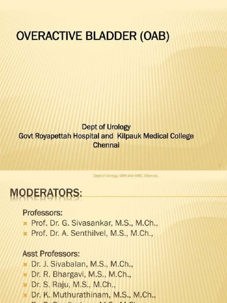 Bladder OVERACTIVE BLADDER (OAB) - Overview | PDF