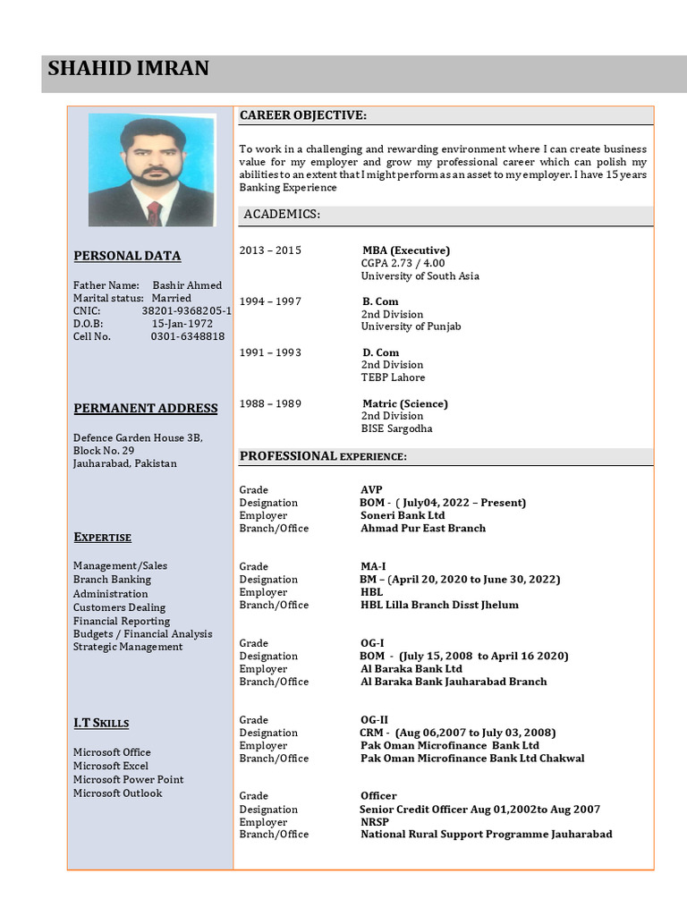 SHAHID IMRAN CV | PDF | Business