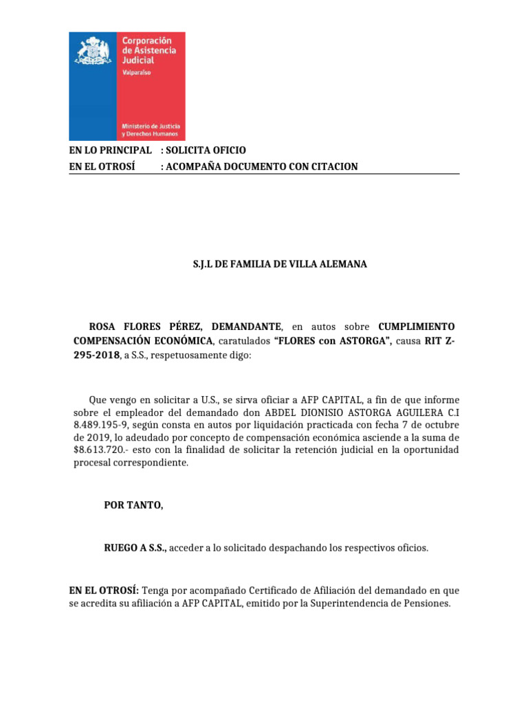 Solicita Oficio Cumplimiento Modelo | PDF