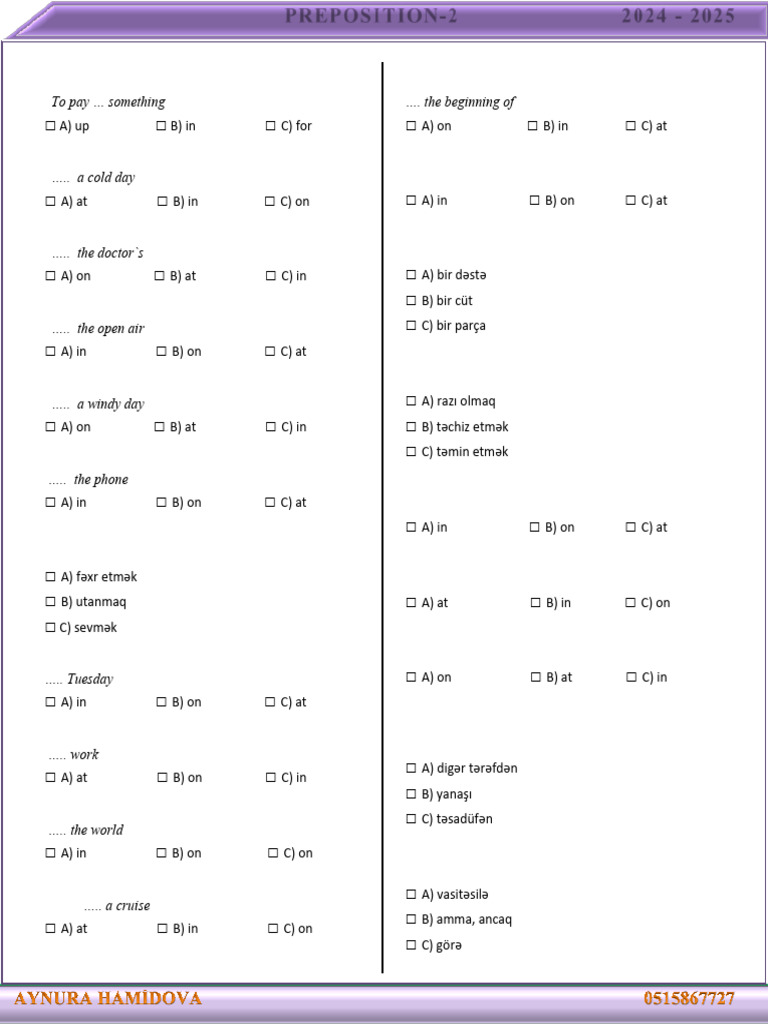 Preposition 2 2024 2025 | PDF