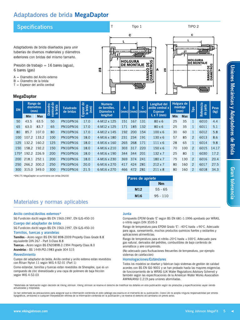 Viking+Johnson_MegaFit_Adaptadores+de+brida_Ficha+Técnica | PDF | Tornillo