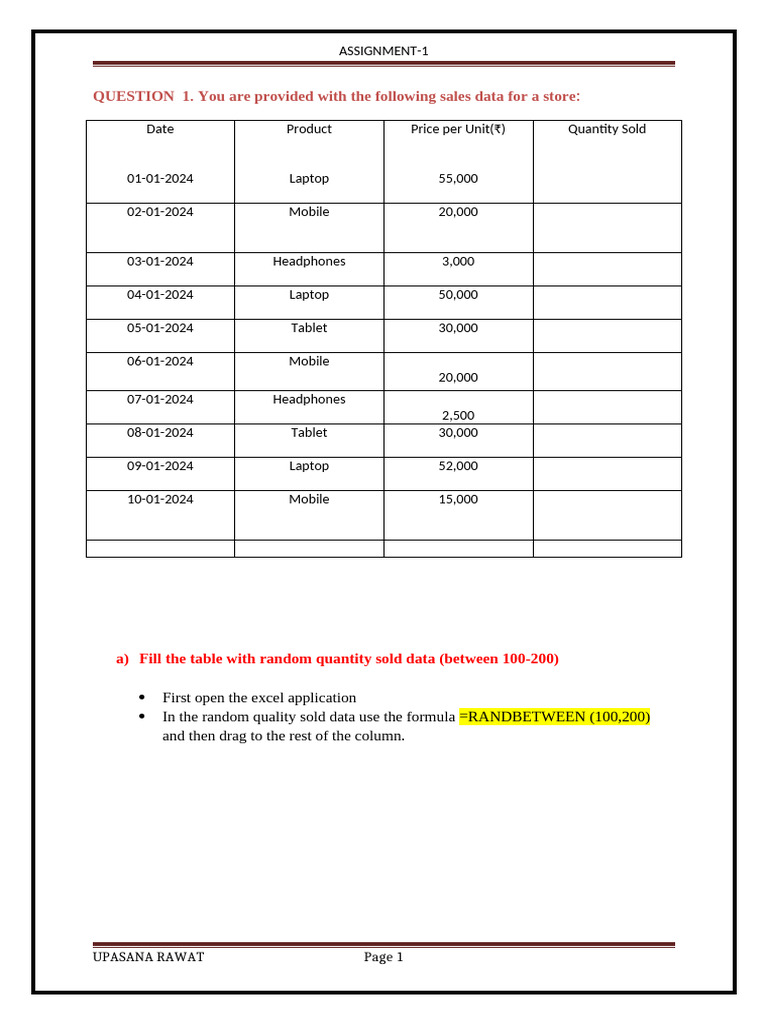 LAB Assignment 1 UPASANA RAWAT | PDF | Computing