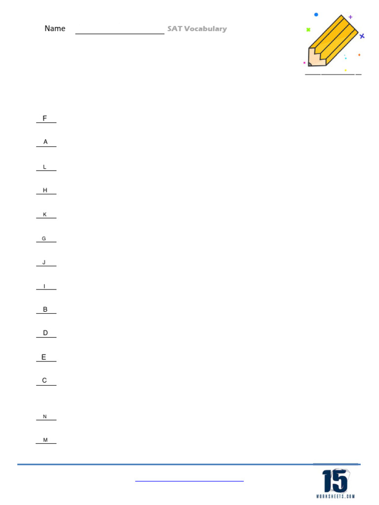 Vocabulary Word Matching A-N | PDF
