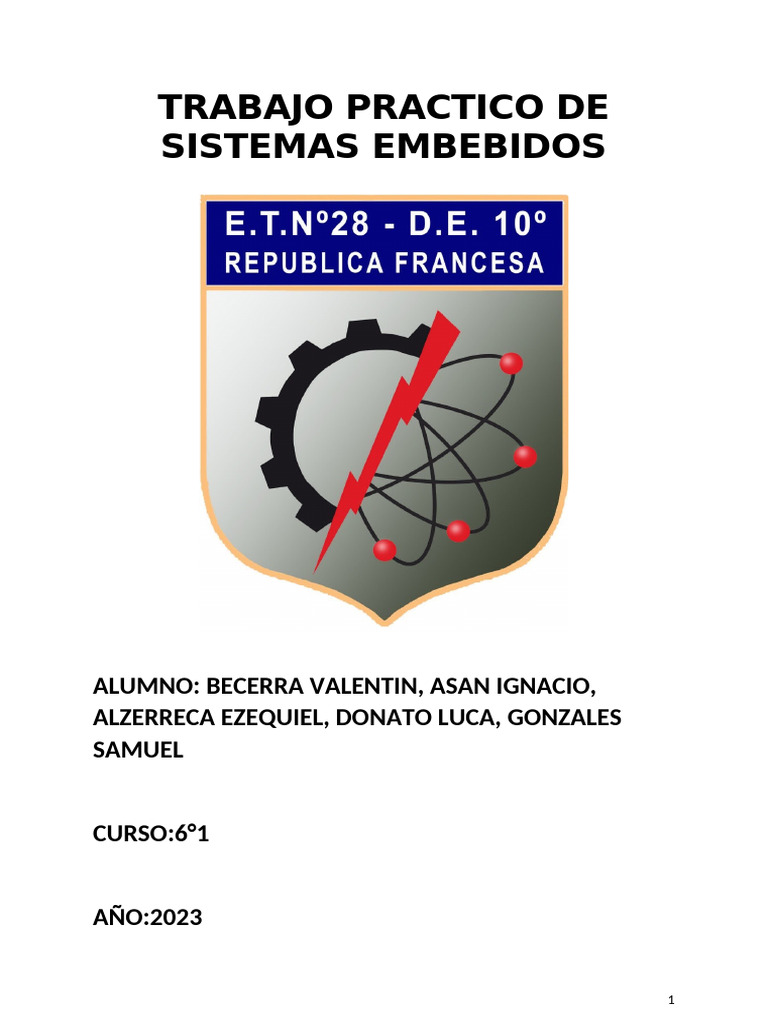 Actividades Sistemas Embebidos TP N°8 Becerra, Asan, Alzerreca, Donato, Gonzales | PDF | Diodo ...