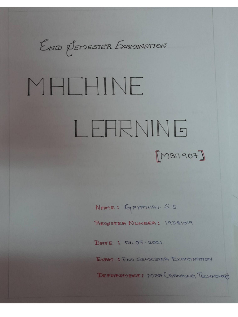 (Machine Learning End Semester Exam) | PDF