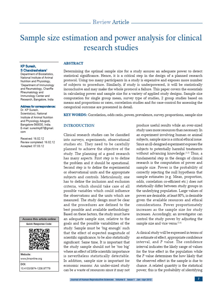 Sample Size and Power Analysis Guide | PDF | Sample Size Determination | Sampling (Statistics)