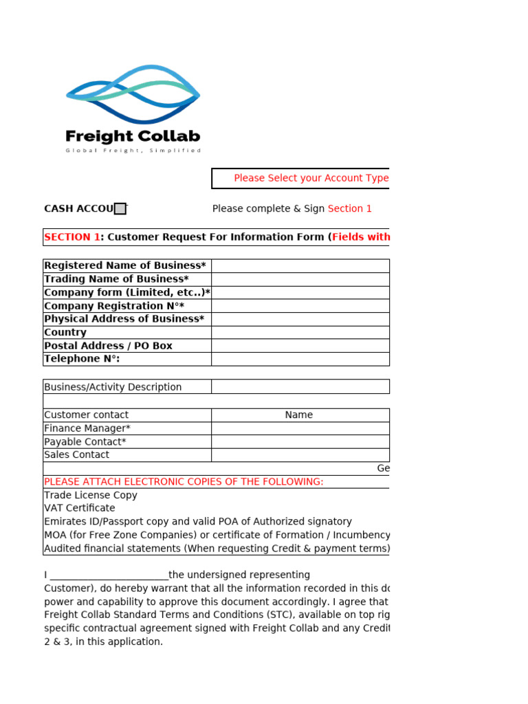 Customer Account Setup Form | PDF