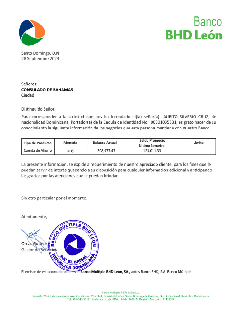 Información de Cuenta BHD León | PDF