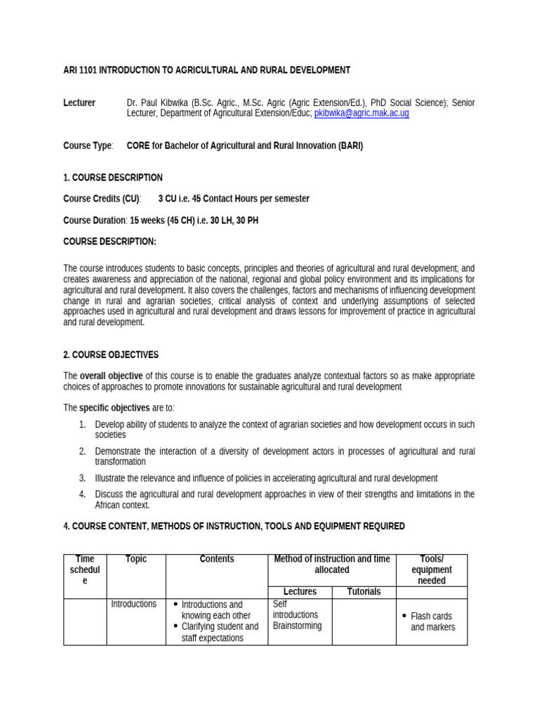 Ari 1101 Introduction To Agricultural and Rural Development | PDF ...