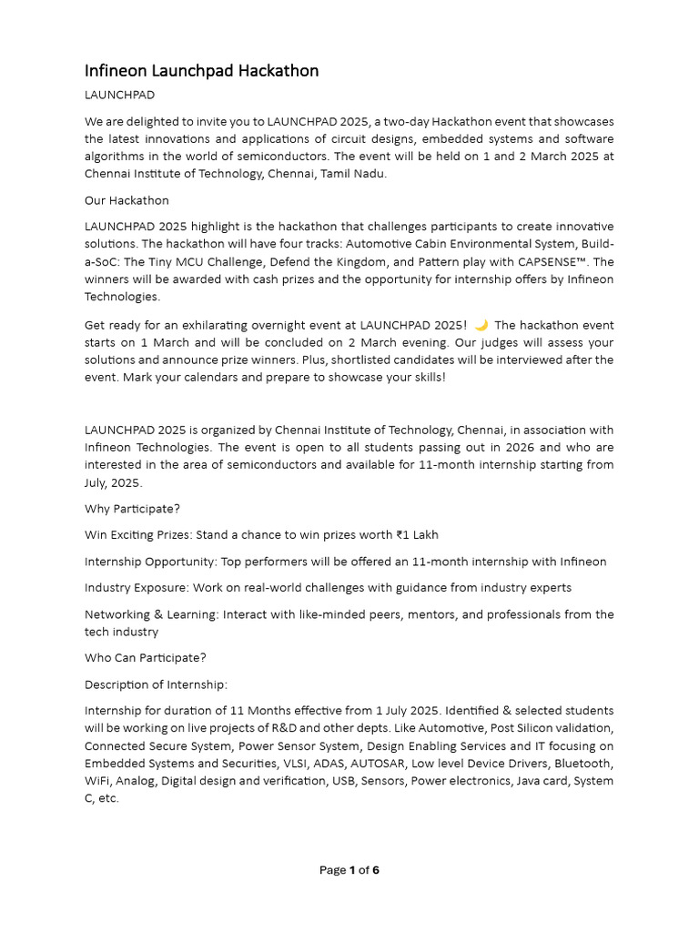 Infineon Launchpad Hackathon | PDF | Microcontroller | Embedded System