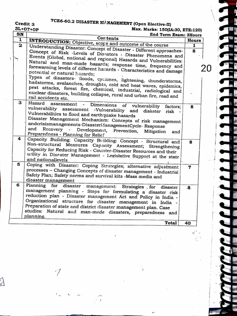 Disaster Management Unit 1 and 2 | PDF