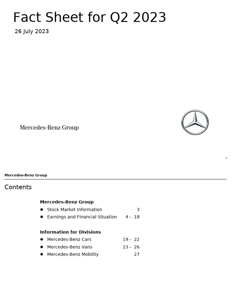 Mercedes-Benz Q2 2023 Financial Overview | PDF | Working Capital ...