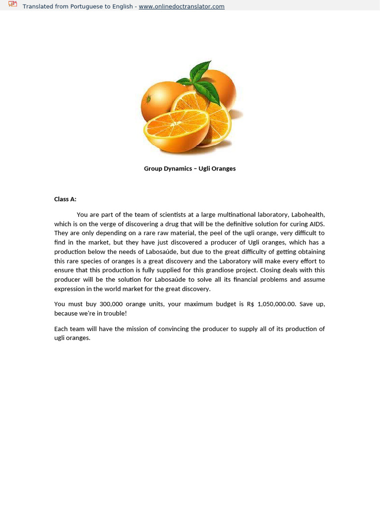 Ugli Oranges: Negotiation Strategies for Labs | PDF