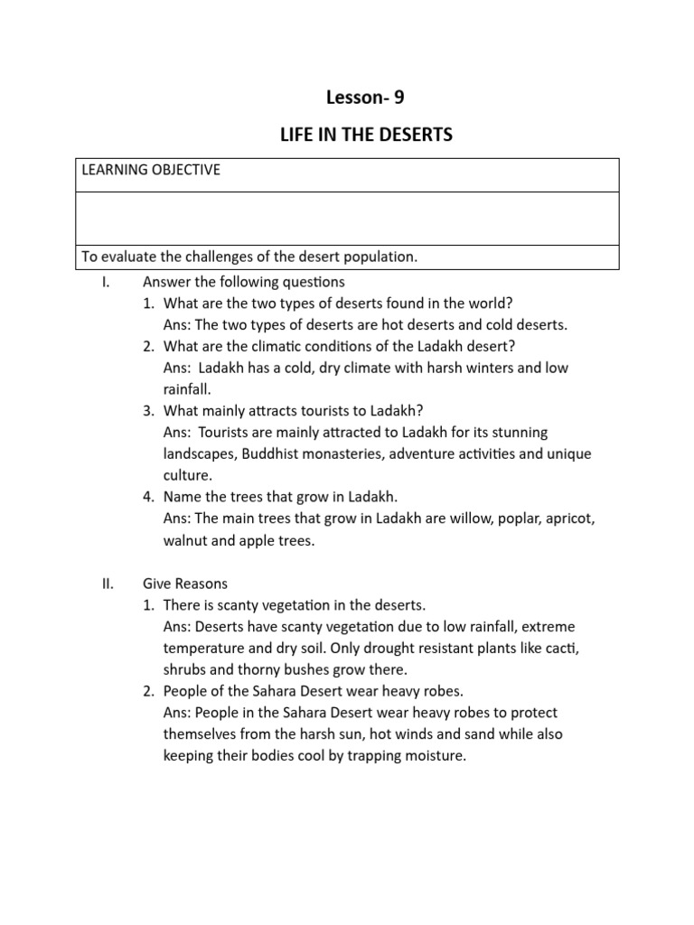 L-9 Notes - Life in The Deserts | PDF