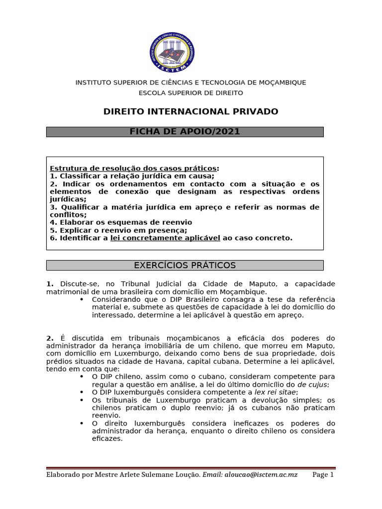 Dip - Isctem.ficha de Apoio.2021 | PDF | Moçambique | Luxemburgo