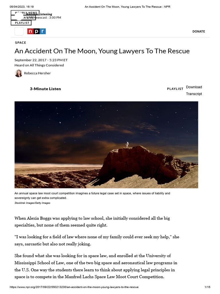 Moon Accident Sparks Space Law Debate | PDF | Moon | Npr