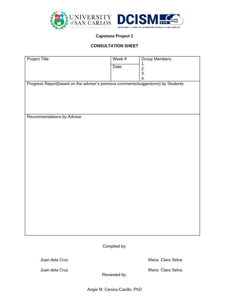Capstone Project Consultation Sheet | PDF