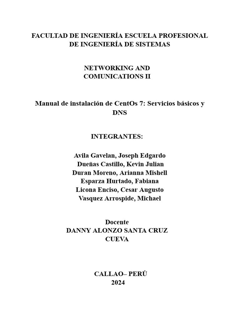 Manual de Instalación de Centos 7 - Servicios Básicos y DNS - S7 - G3 | PDF | sistema de nombres ...
