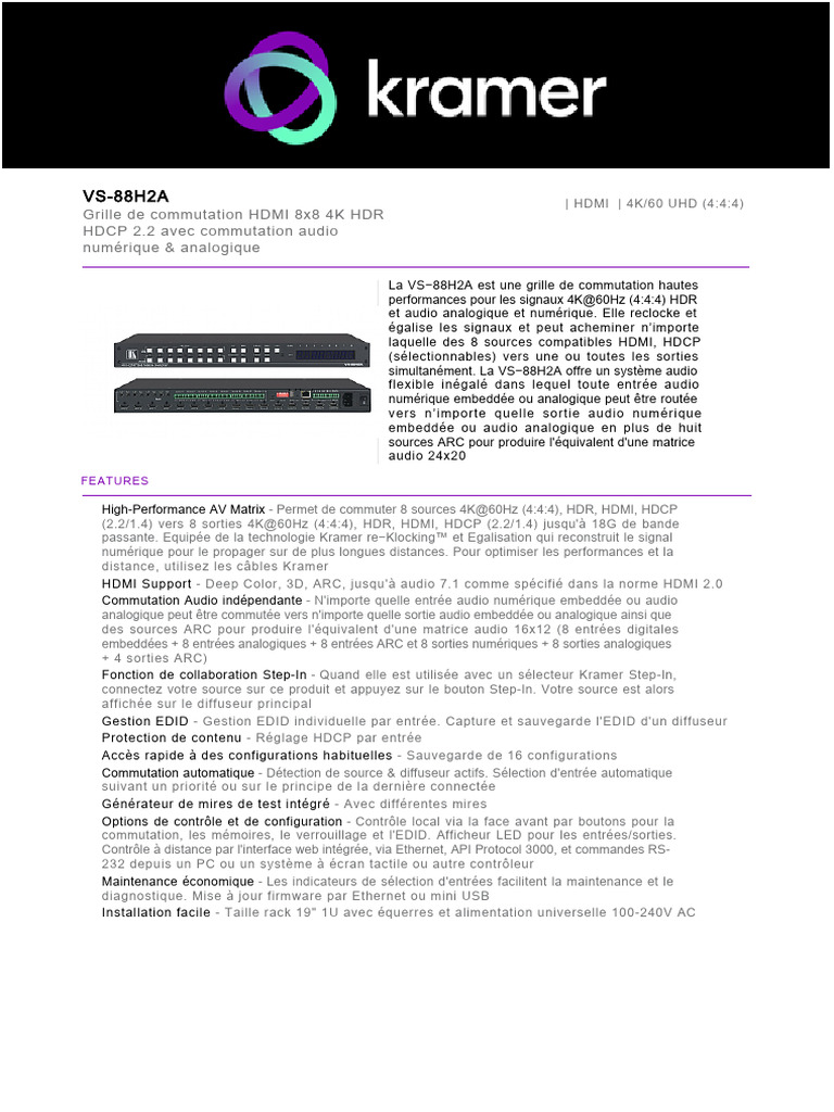 VS-88H2A Datasheet | PDF | HDMI | USB