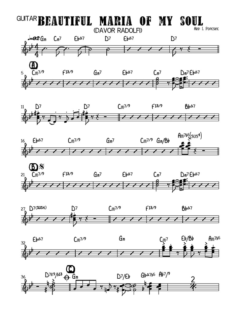 Guitar Chords for "Beautiful Maria" | PDF