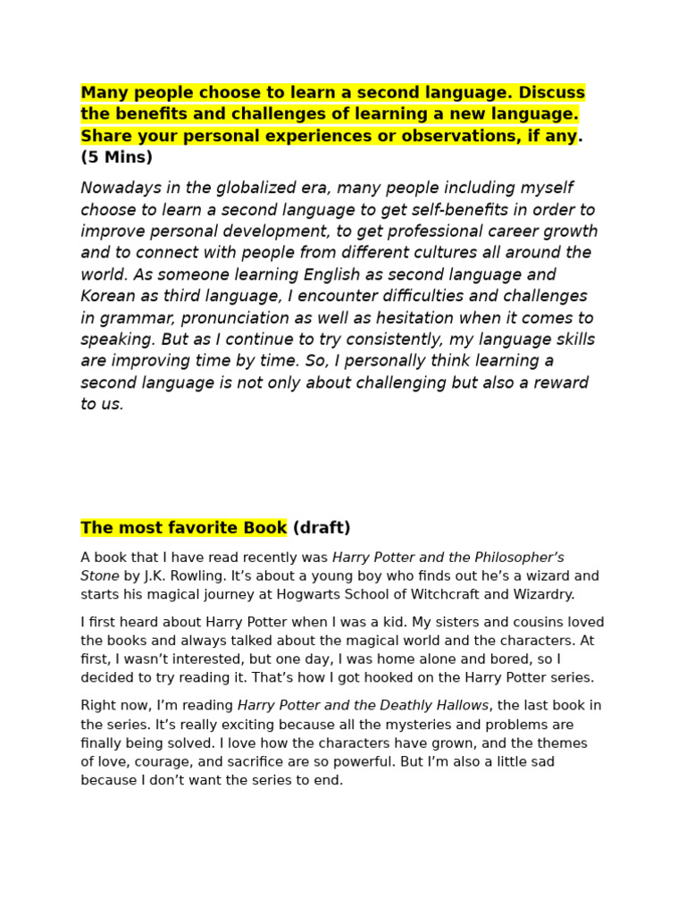 DET Writing and Speaking Topics Practice | PDF