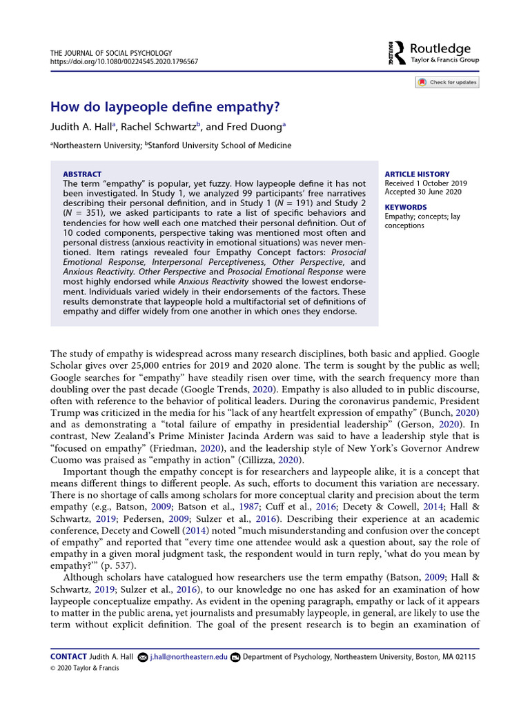 How Do Laypeople Define Empathy | PDF | Empathy | Feeling