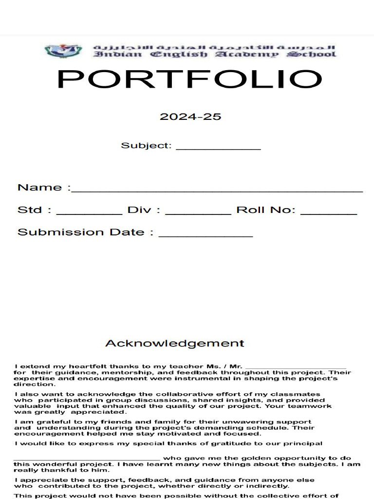 French Portfolio Components Overview | PDF
