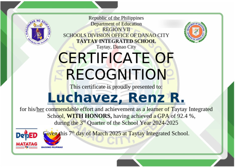With Honors Certificate | PDF