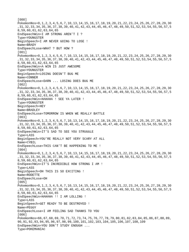 Pokémon Trainer Dialogue and Types | PDF | Pokémon