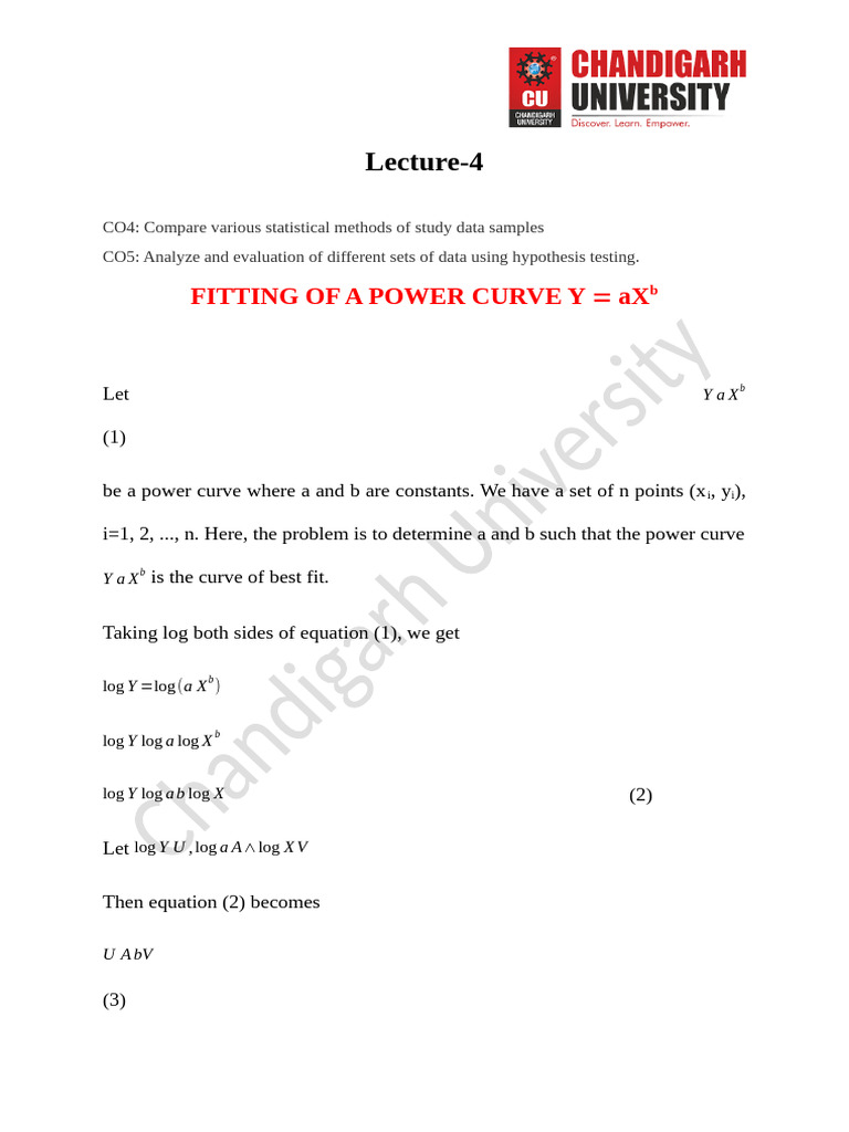 Power Curve Fitting Techniques | PDF | Equations | Ordinary Least Squares