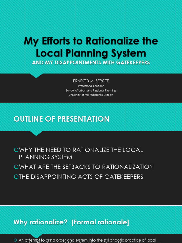 My Efforts To Rationalize The Local Planning System | PDF | Urban ...