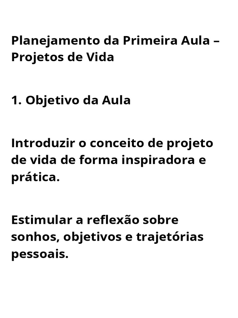 Aula Projeto De Vida Pdf