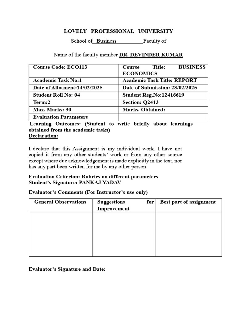 ECO PROJECT CA-1 | PDF | Cost Of Living | Elasticity (Economics)