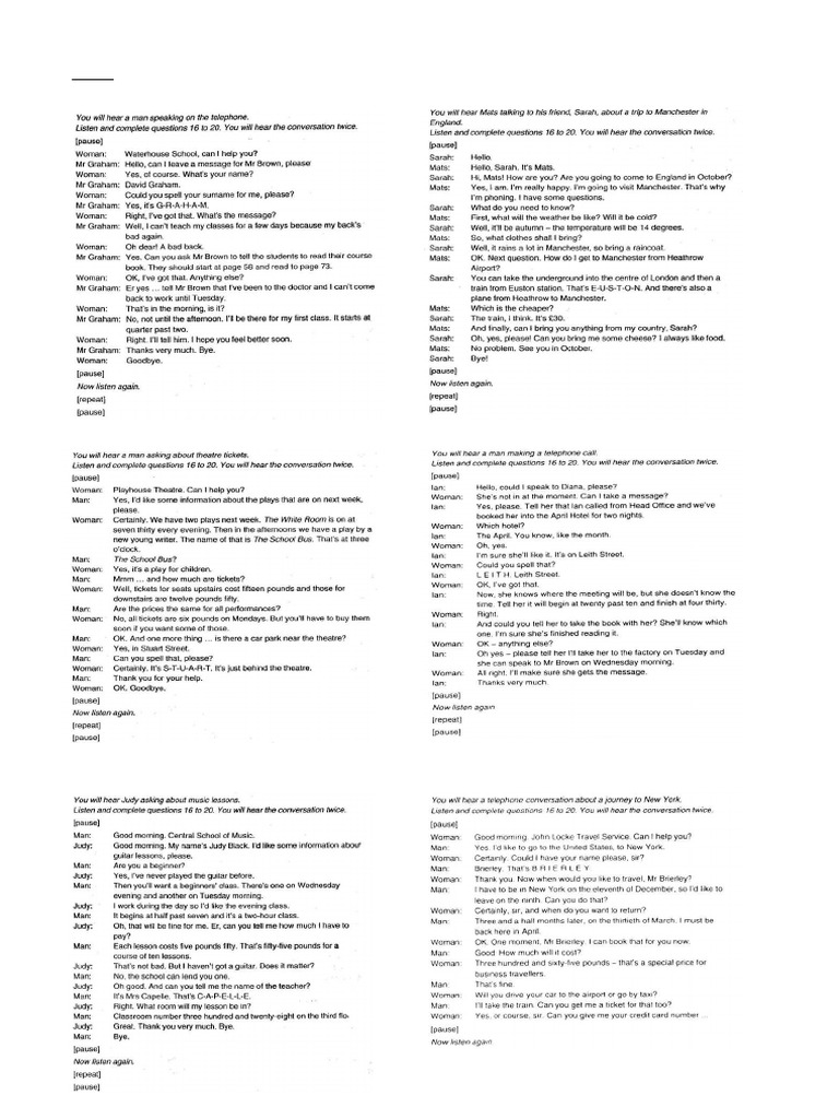 IELTS Listening Practice Scripts | PDF
