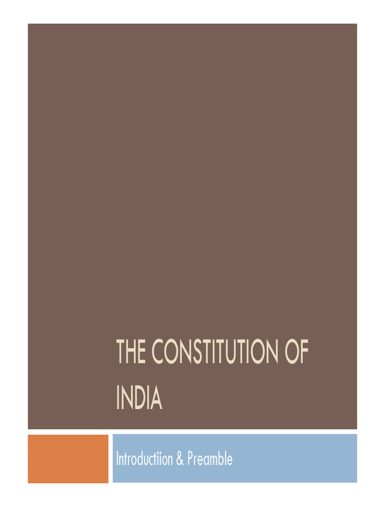 The Constitution of India Introduction and Preamble | PDF | Government ...