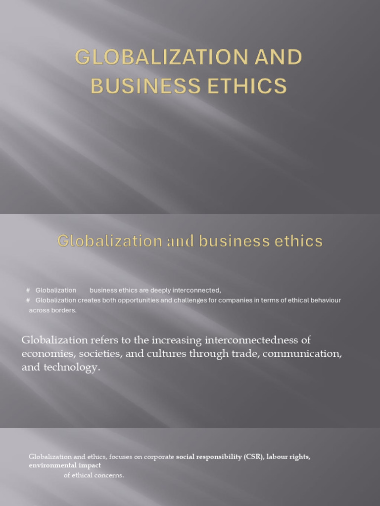 Globalization and Business Ethics | PDF | Bribery | Corporate Social Responsibility